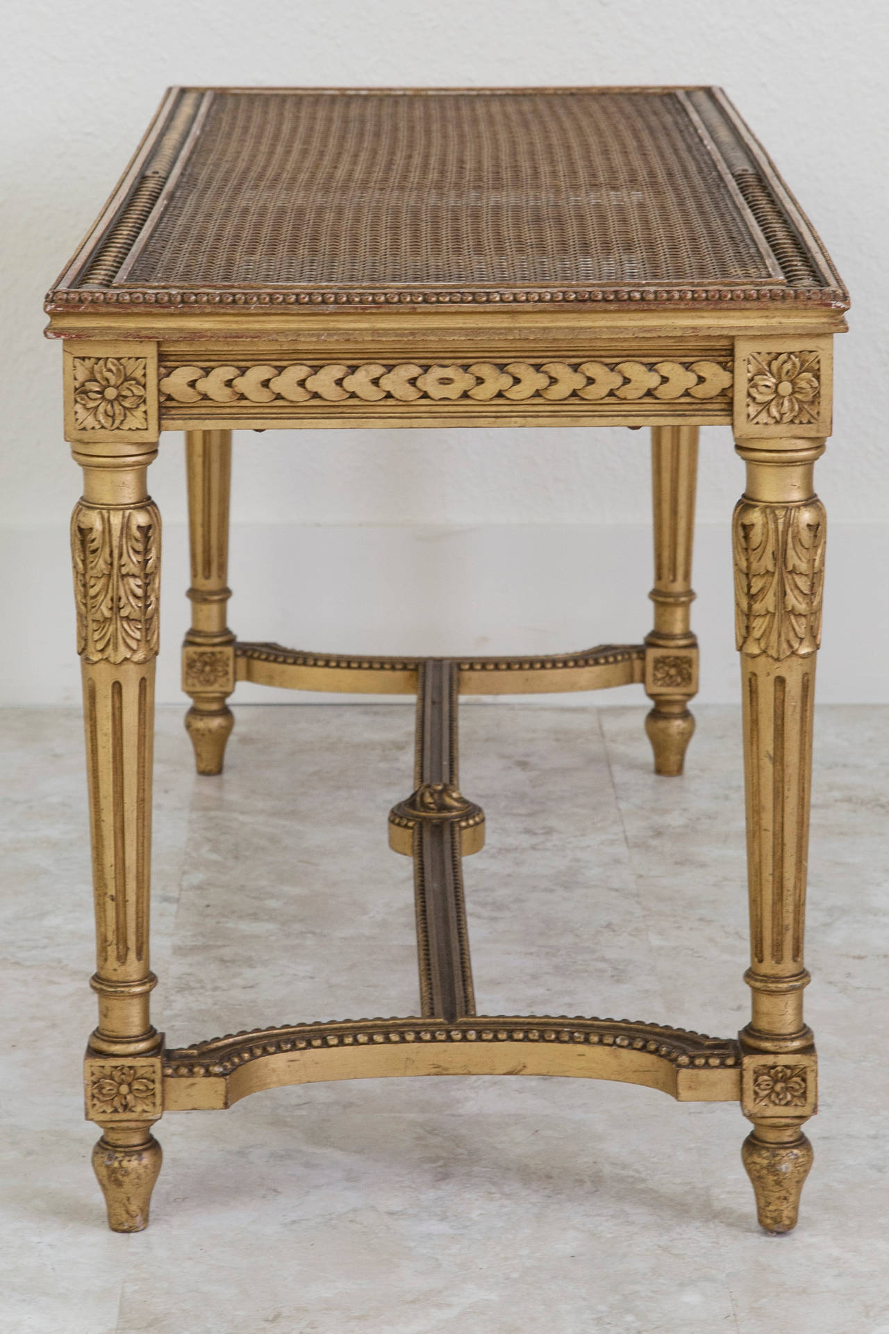 French Gold Leaf Louis XVI Style Bench Banquette Piano Bench circa 1920 ...