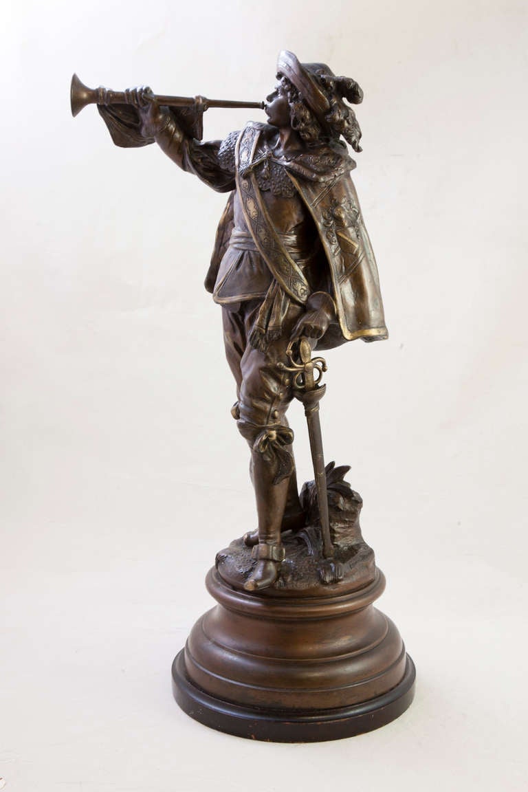 Large 19th Century Bronze Statue of a Renaissance Herald, Signed ...
