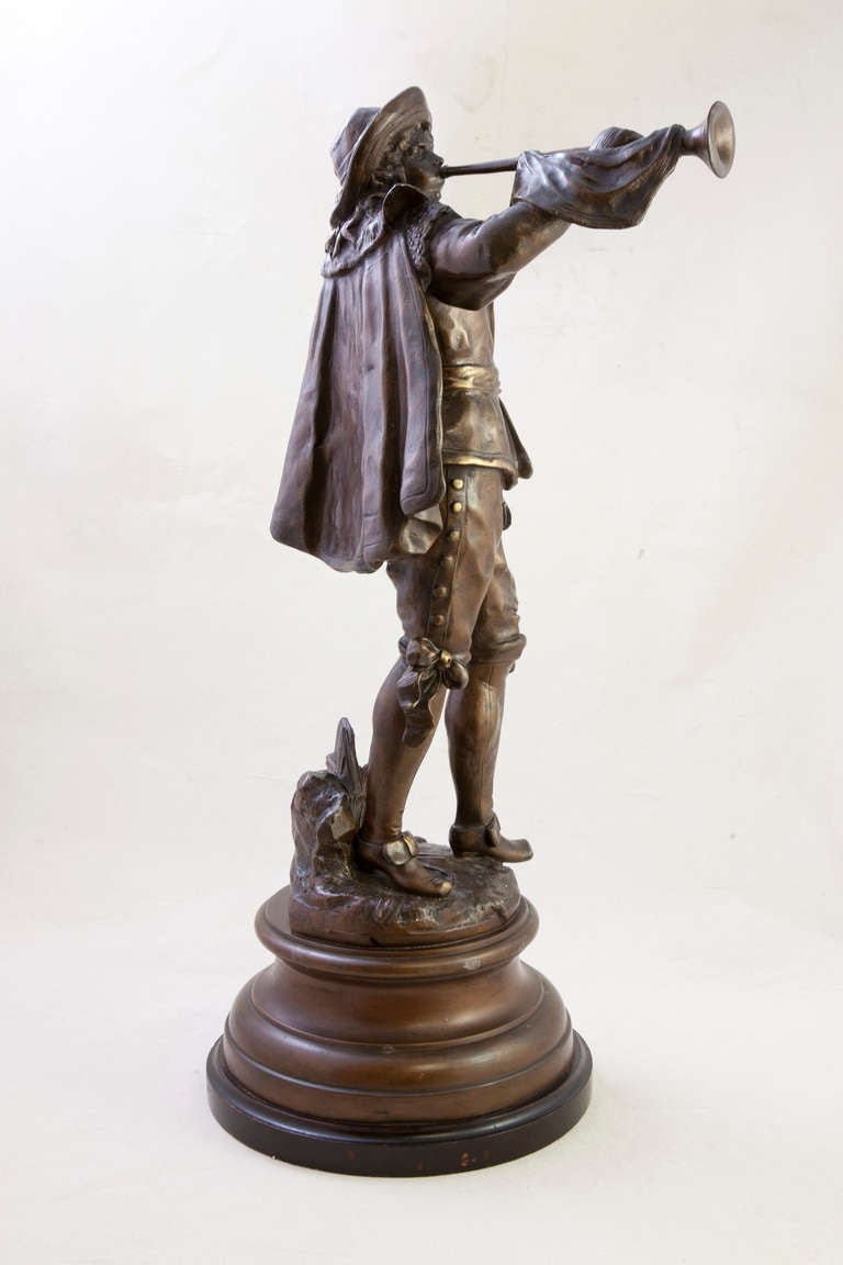 Large 19th Century Bronze Statue of a Renaissance Herald, Signed ...