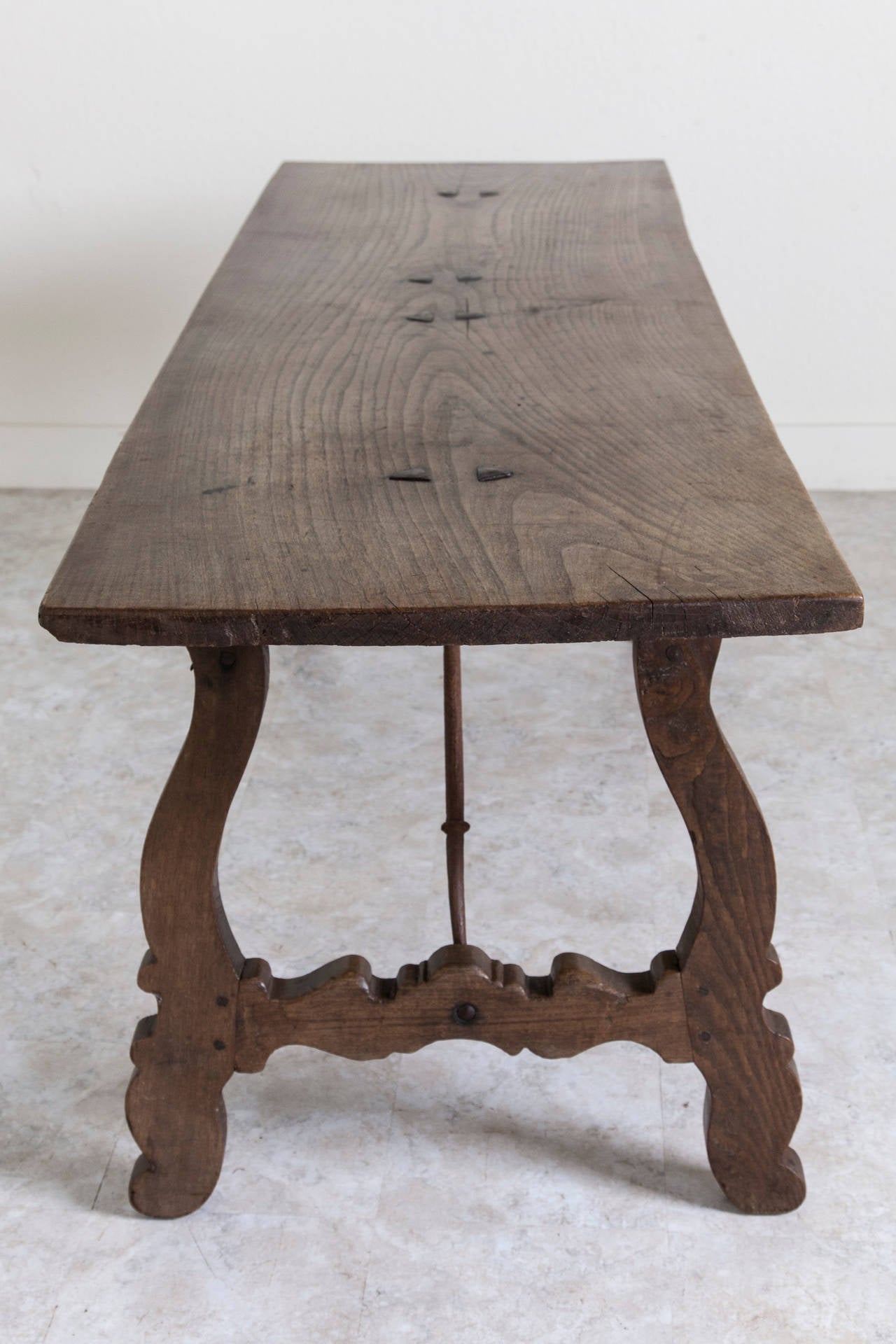 18th Century Walnut Spanish Renaissance Library Table with Iron ...
