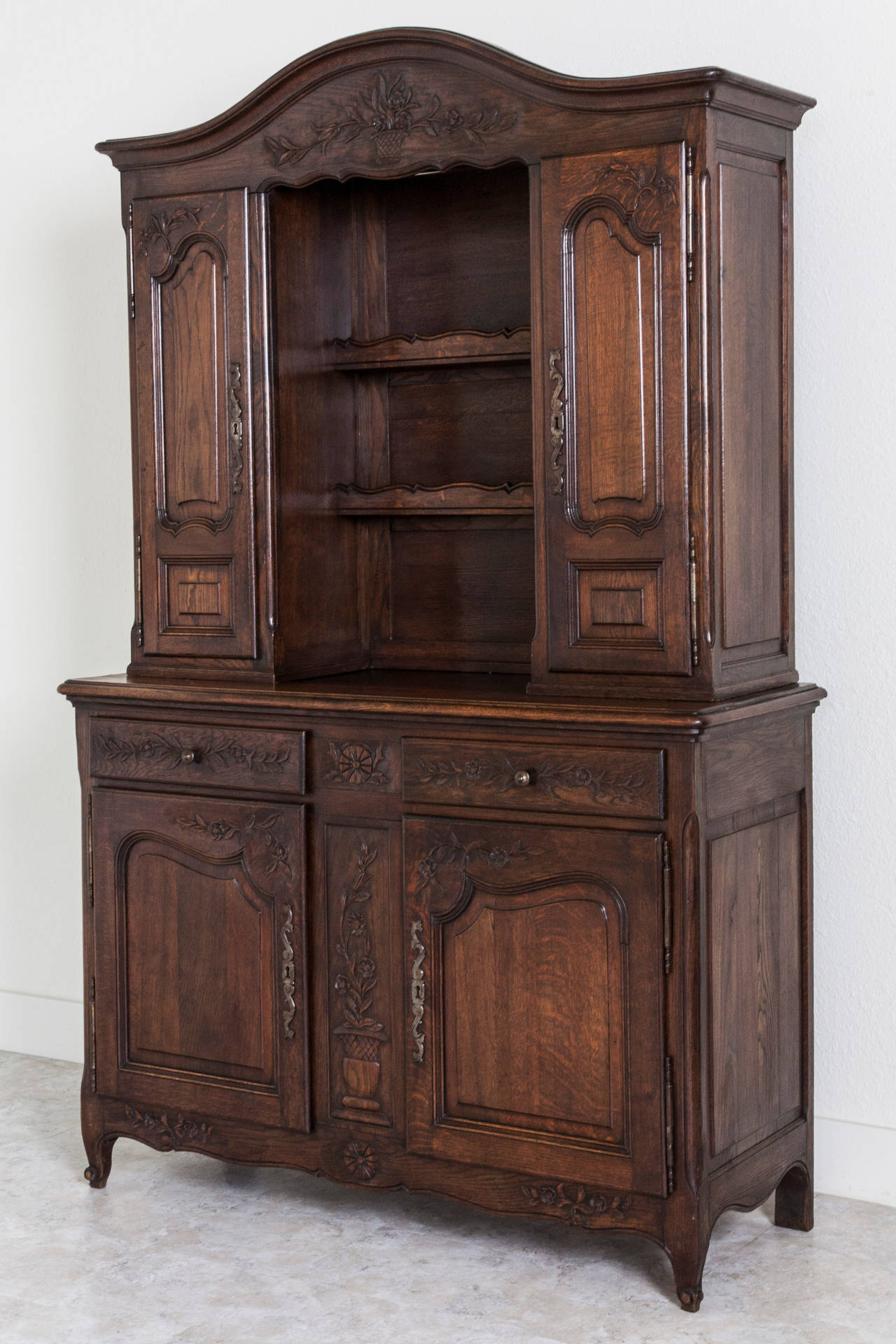 Antique French Louis XV Style Hand-Carved Oak Vaisselier or Buffet from ...
