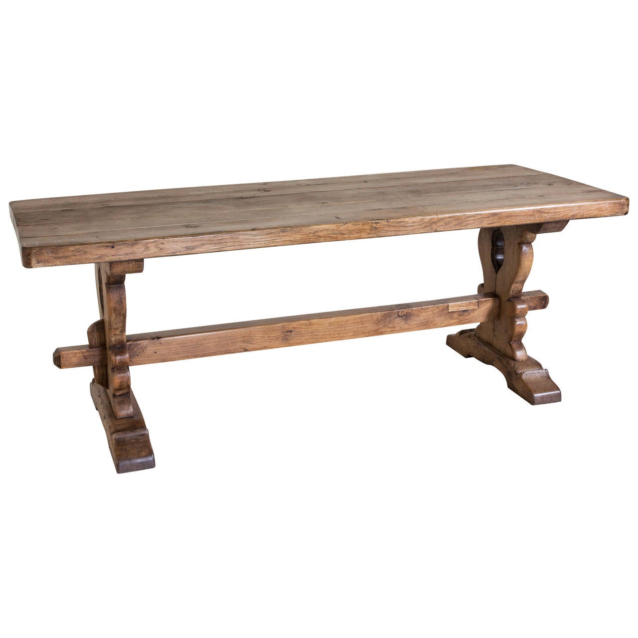 Antique French Oak Farm Table in the Monastery Trestle Style from ...