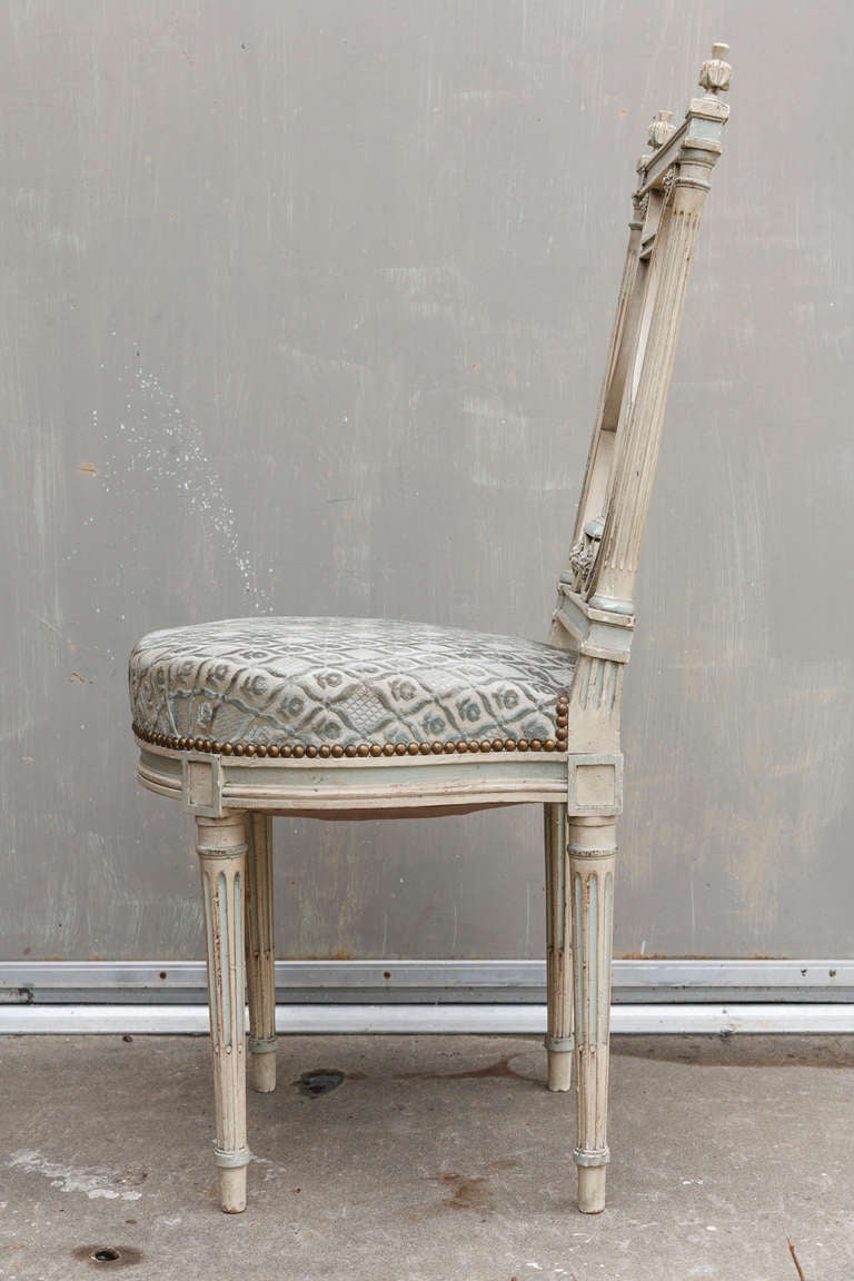 Pair of 19th Century Hand Painted and Caved Louis XVI Lyre Back Chairs ...