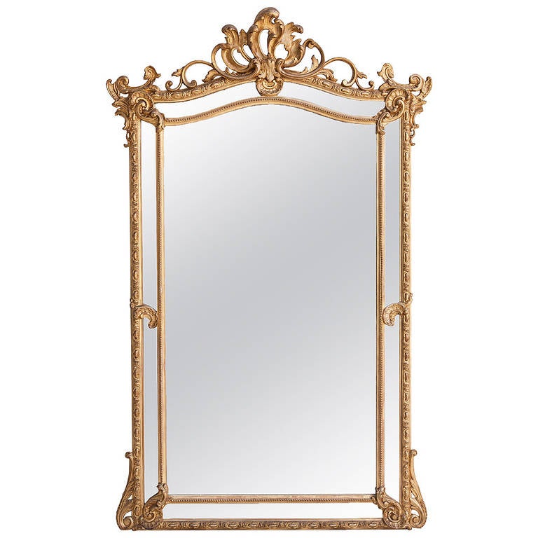 Large 19th Century Giltwood French Regency Style Mirror at 1stDibs