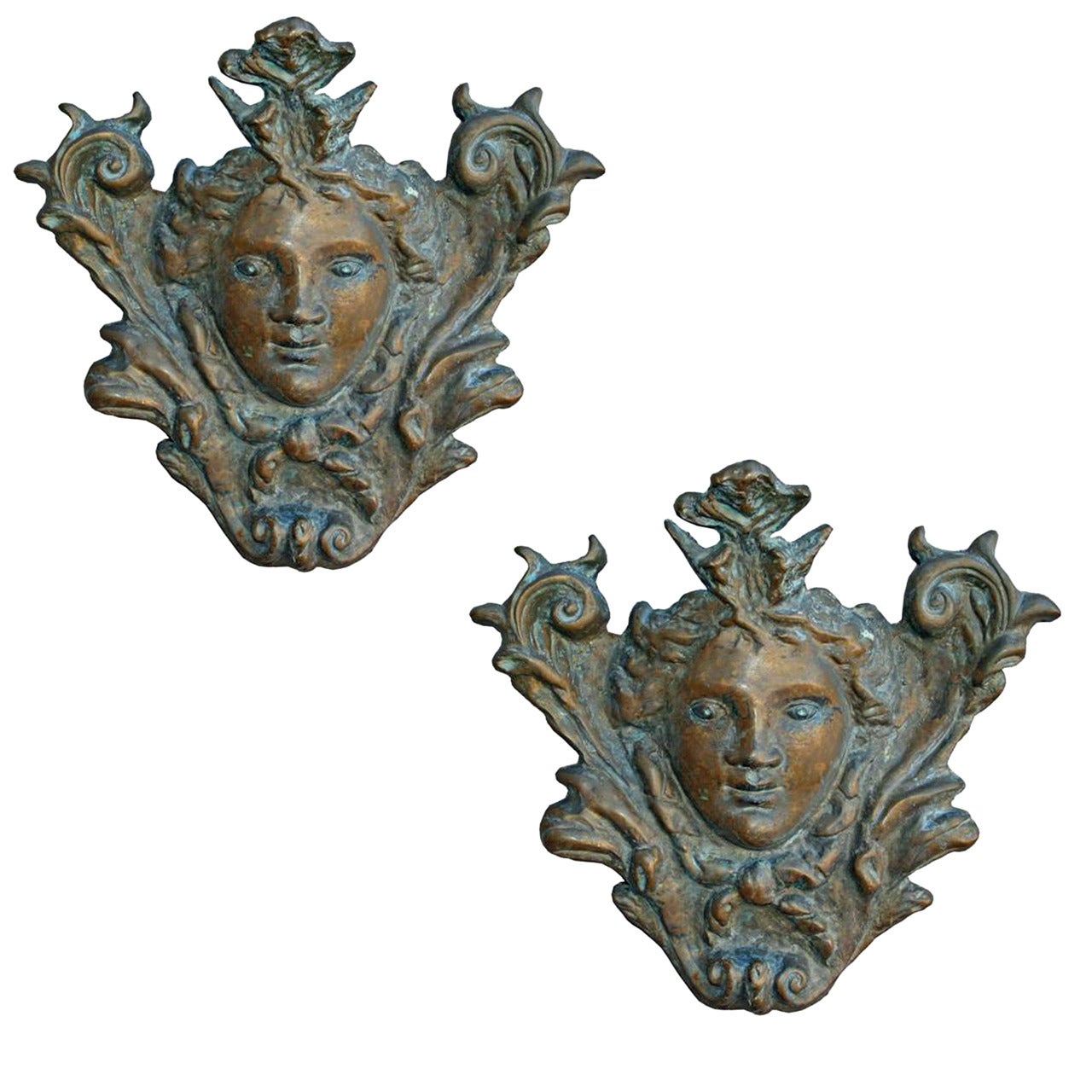 Pair of Bronze Ballroom Wall Masks at 1stDibs
