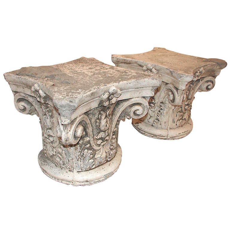 Pair of Concrete Composite Capitals For Sale at 1stDibs
