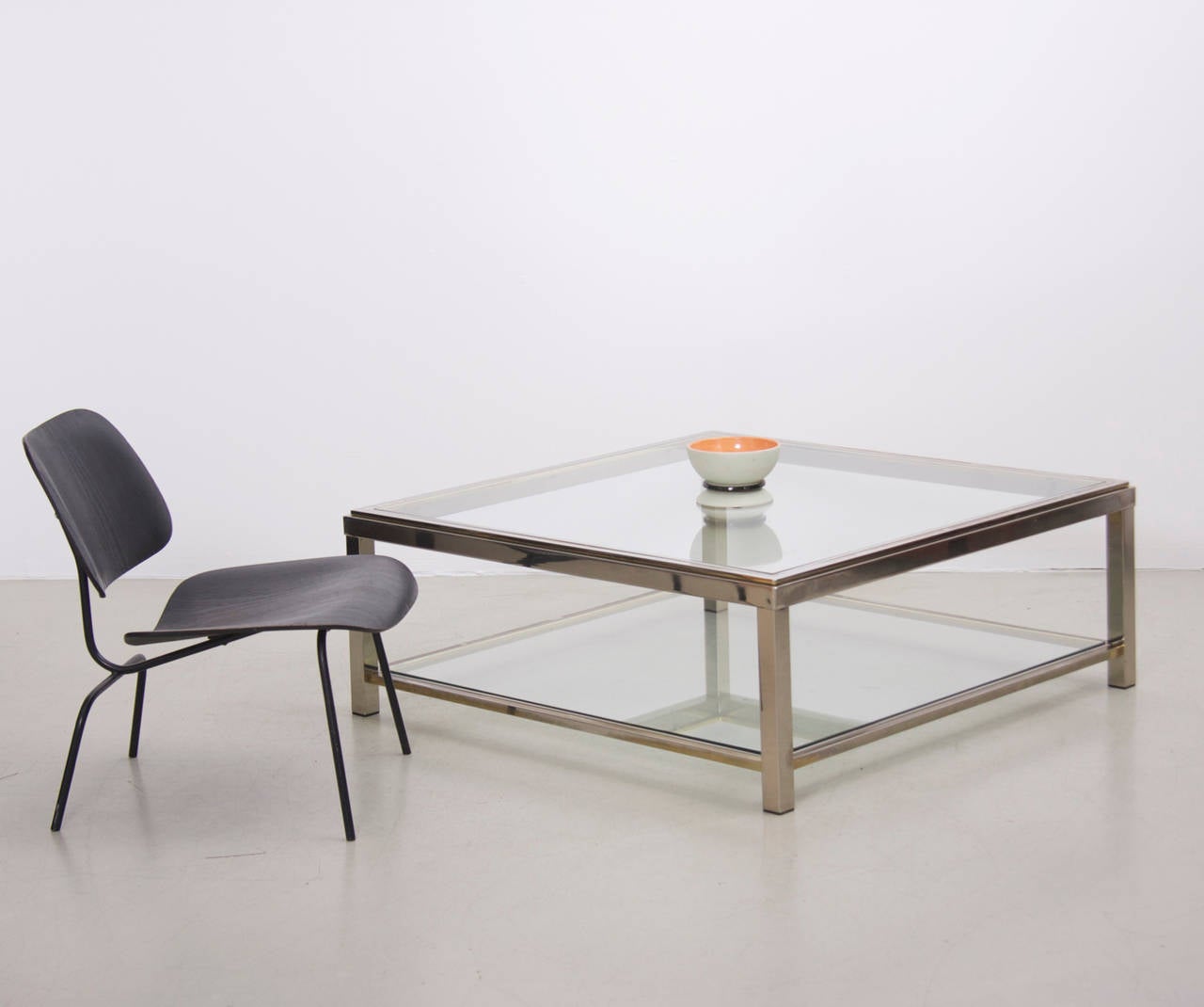 Two-Tier Brass and Chrome Coffee Table attributed to Willy Rizzo at 1stDibs