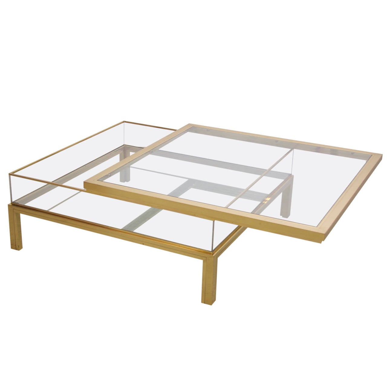 Very Rare Maison Jansen Sliding Glass Top Table in Gold at 1stDibs