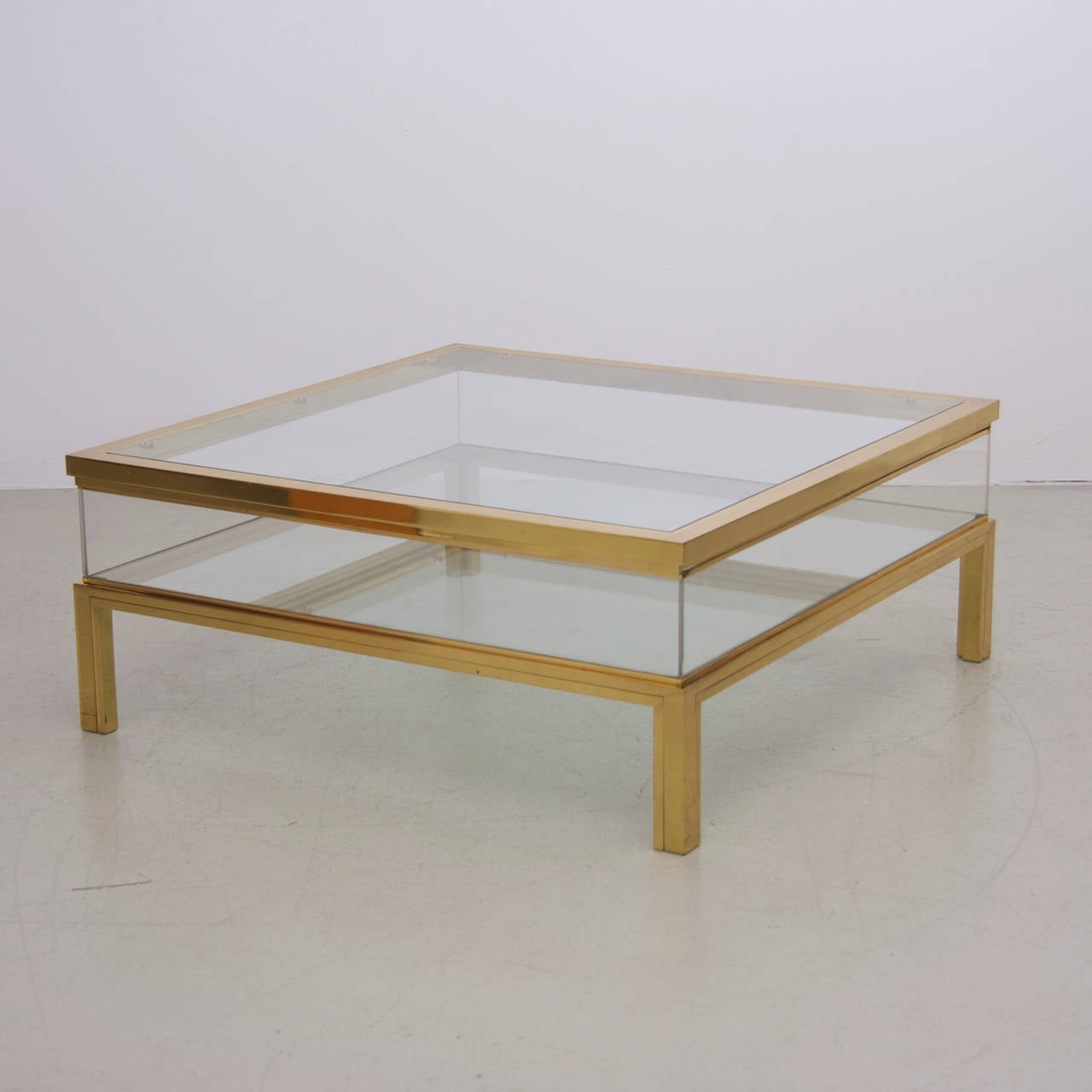 Very Rare Maison Jansen Sliding Glass Top Table in Gold at 1stDibs