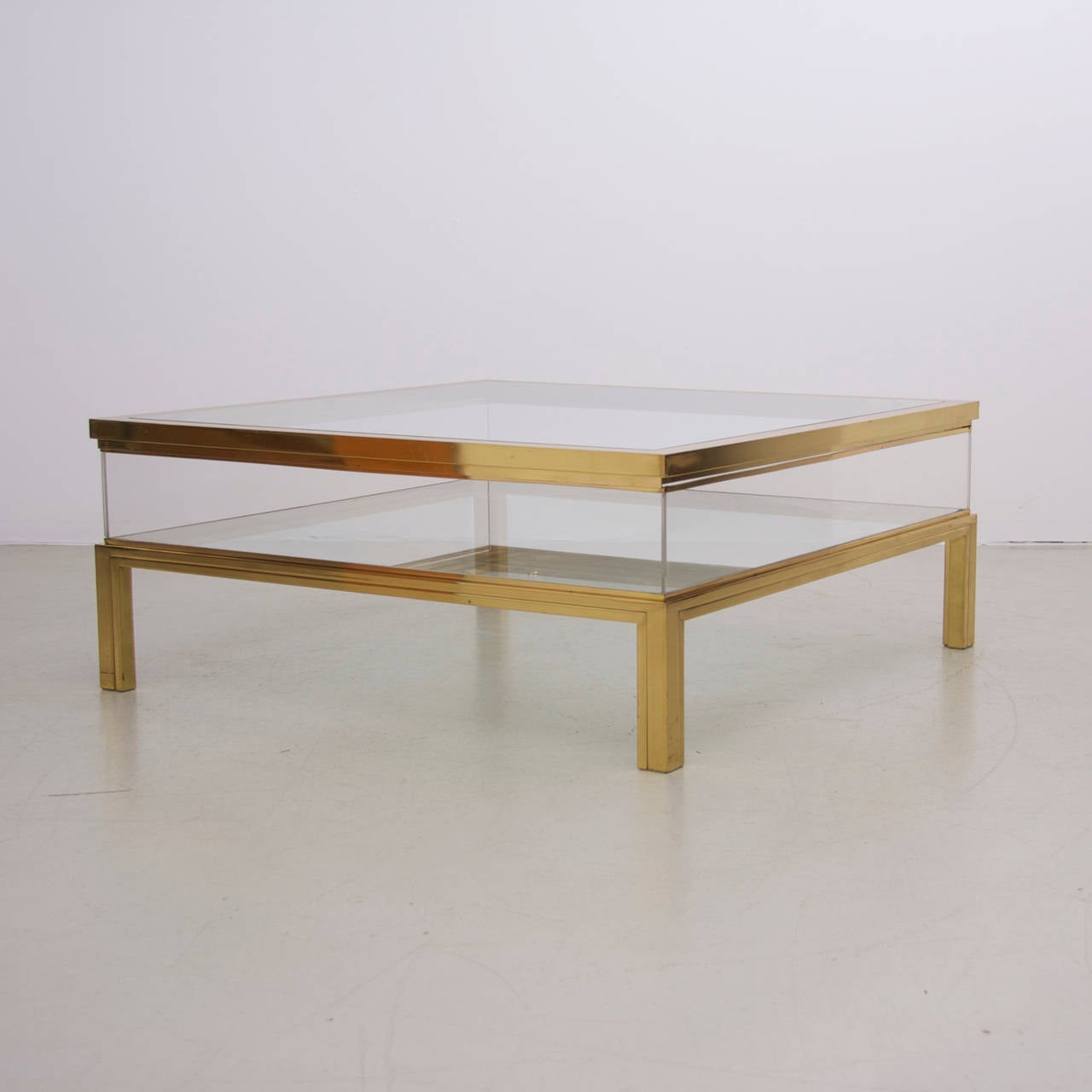 Very Rare Maison Jansen Sliding Glass Top Table in Gold at 1stDibs