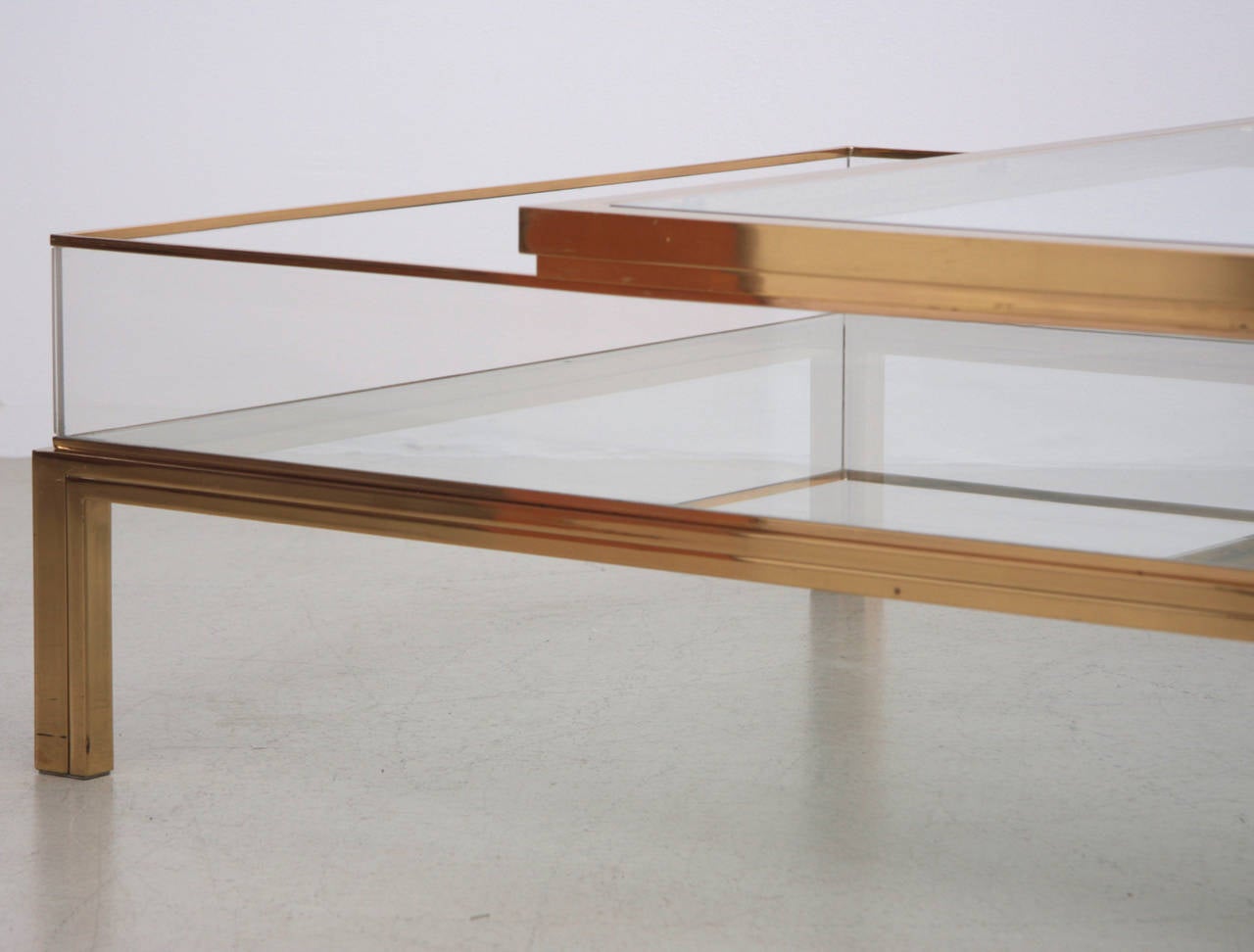 Very Rare Maison Jansen Sliding Glass Top Table in Gold at 1stDibs