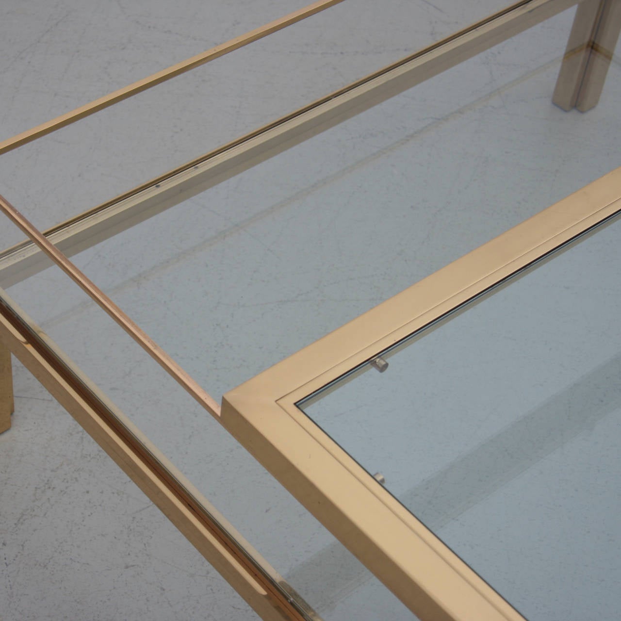 Very Rare Maison Jansen Sliding Glass Top Table in Gold at 1stDibs