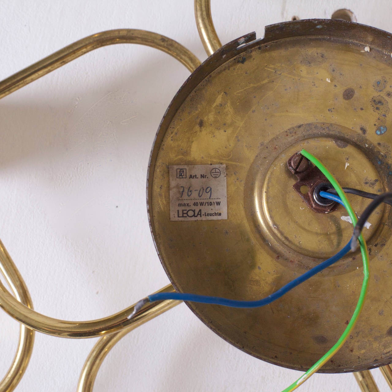 Brass Nine-Light Flush Mount Wall or Ceiling Lamp by Leola at 1stDibs