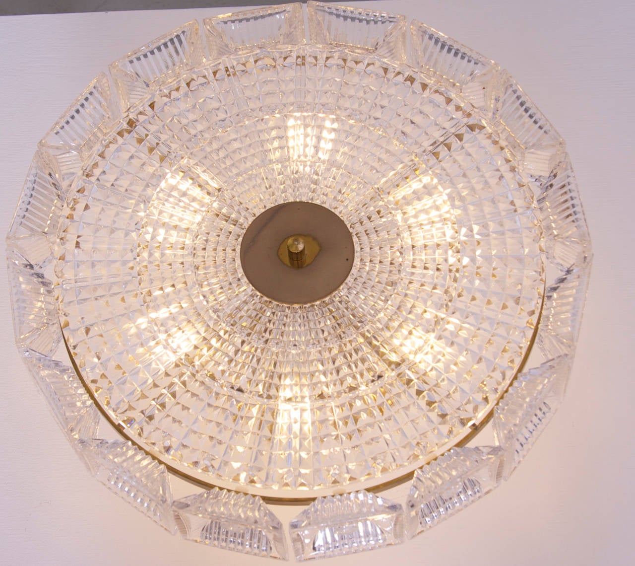 Carl Fagerlund for Orrefors Crystal Disc Flush Mount Lamp at 1stDibs