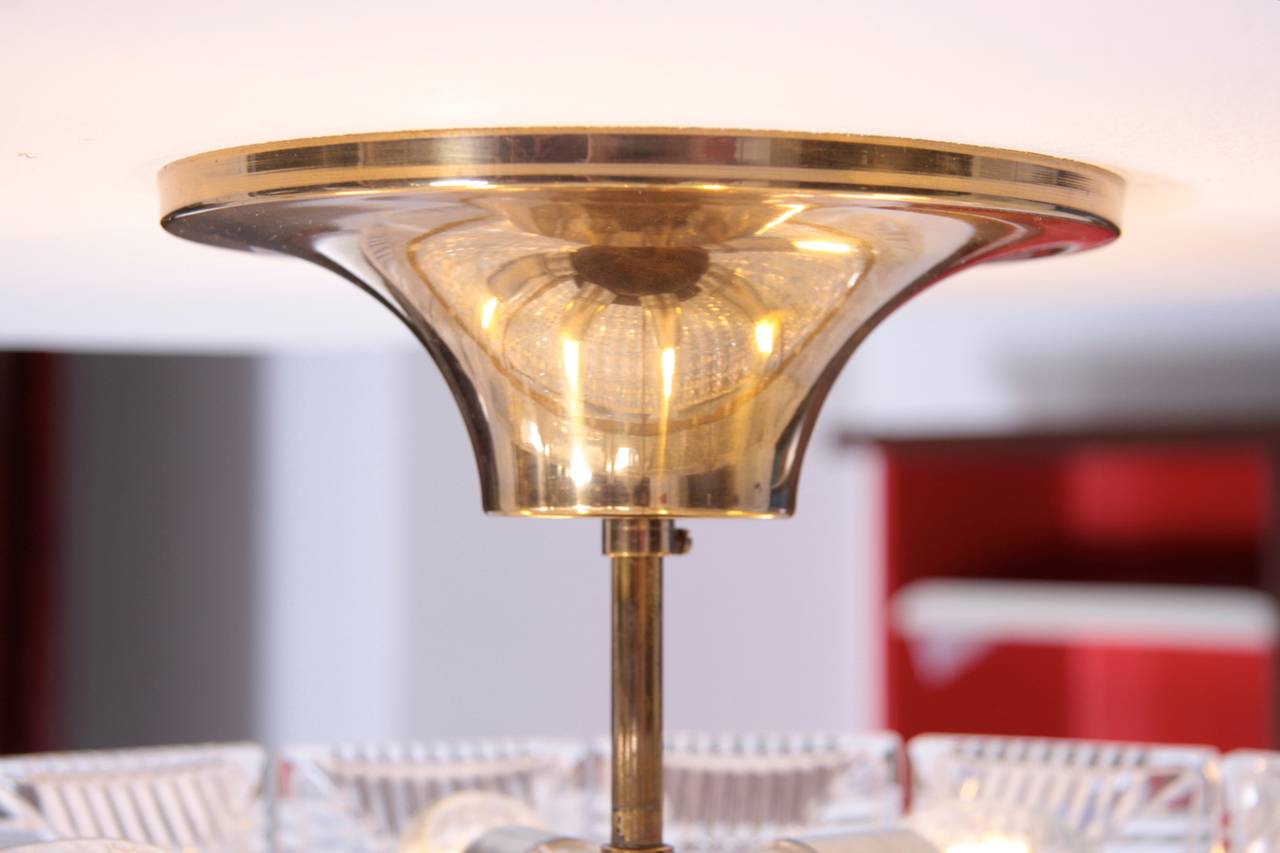 Carl Fagerlund for Orrefors Crystal Disc Flush Mount Lamp at 1stDibs
