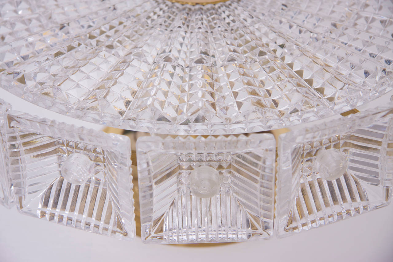 Carl Fagerlund for Orrefors Crystal Disc Flush Mount Lamp at 1stDibs