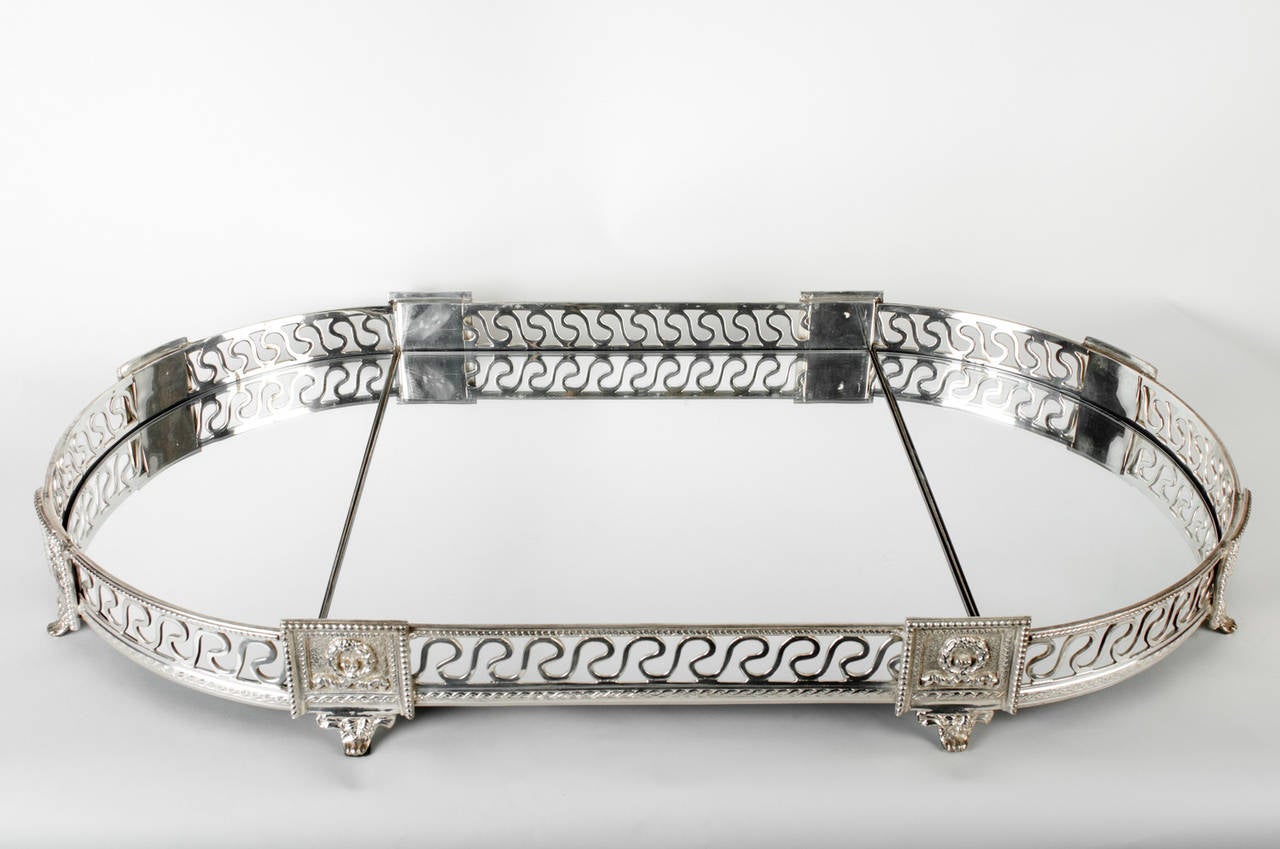 Vintage Silver Plate Mirrored Centerpiece Display For Sale at 1stDibs