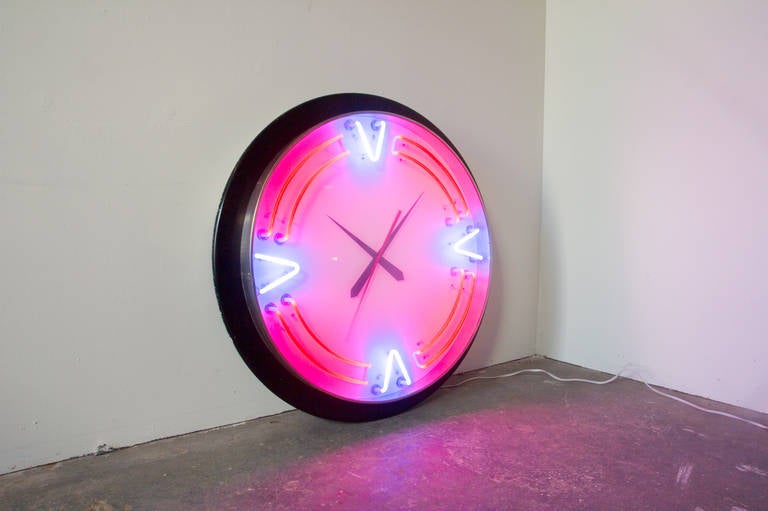 Metal Neon Clock at 1stDibs