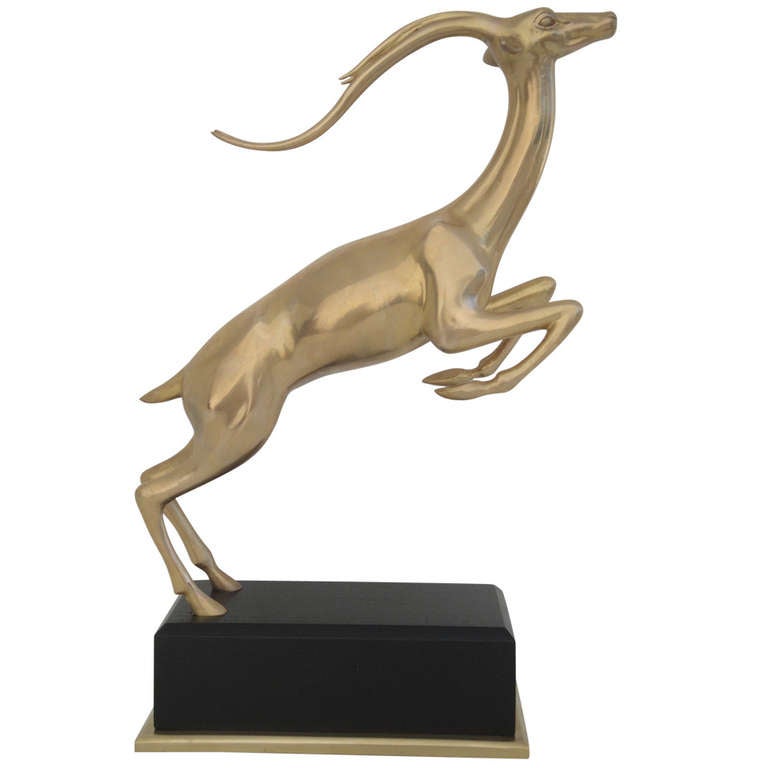 Hollywood Regency Brass Impala Statue at 1stDibs