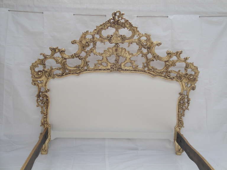 Rococo Style Gold Leafed Queen Bed at 1stDibs