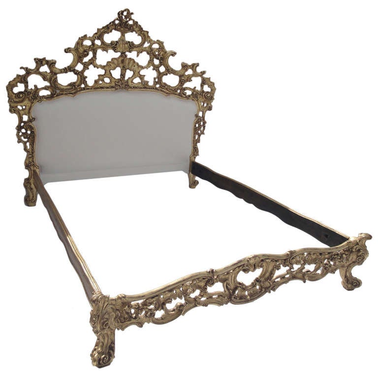 Rococo Style Gold Leafed Queen Bed at 1stDibs
