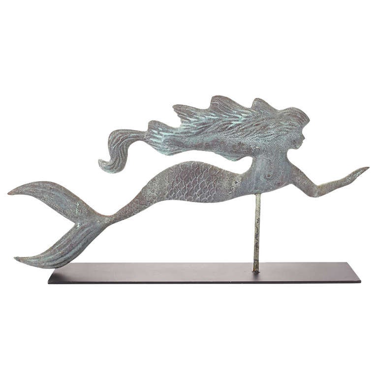 Early 20th Century Copper Mermaid Weathervane at 1stDibs