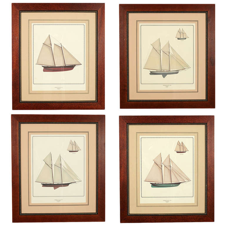 Set of Four Framed Yacht Prints at 1stDibs