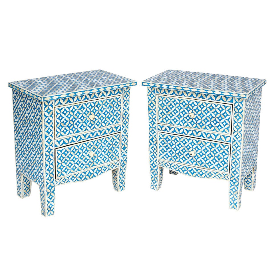 Turquoise Bone Inlay Side Tables at 1stDibs