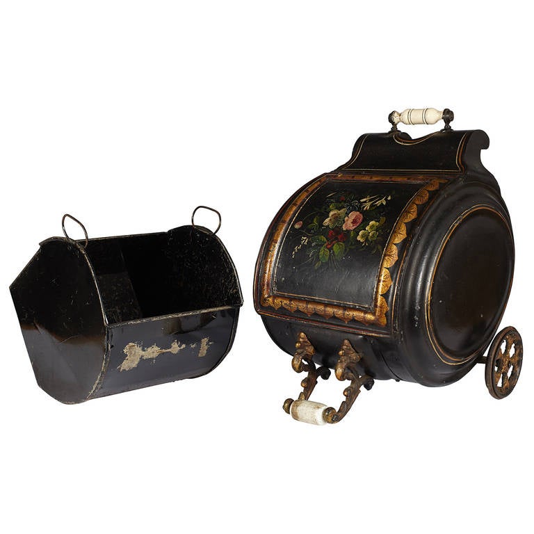 Victorian Painted Tole Coal Bin at 1stDibs