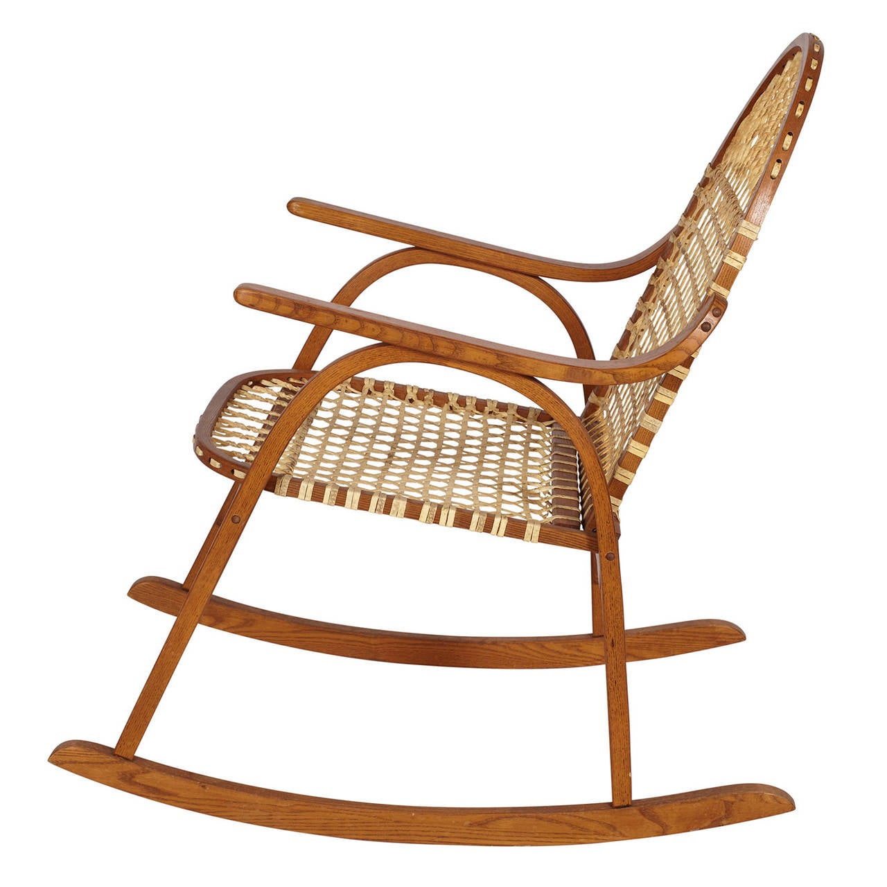 Snowshoe Rocking Chair with Rawhide Lacing at 1stDibs