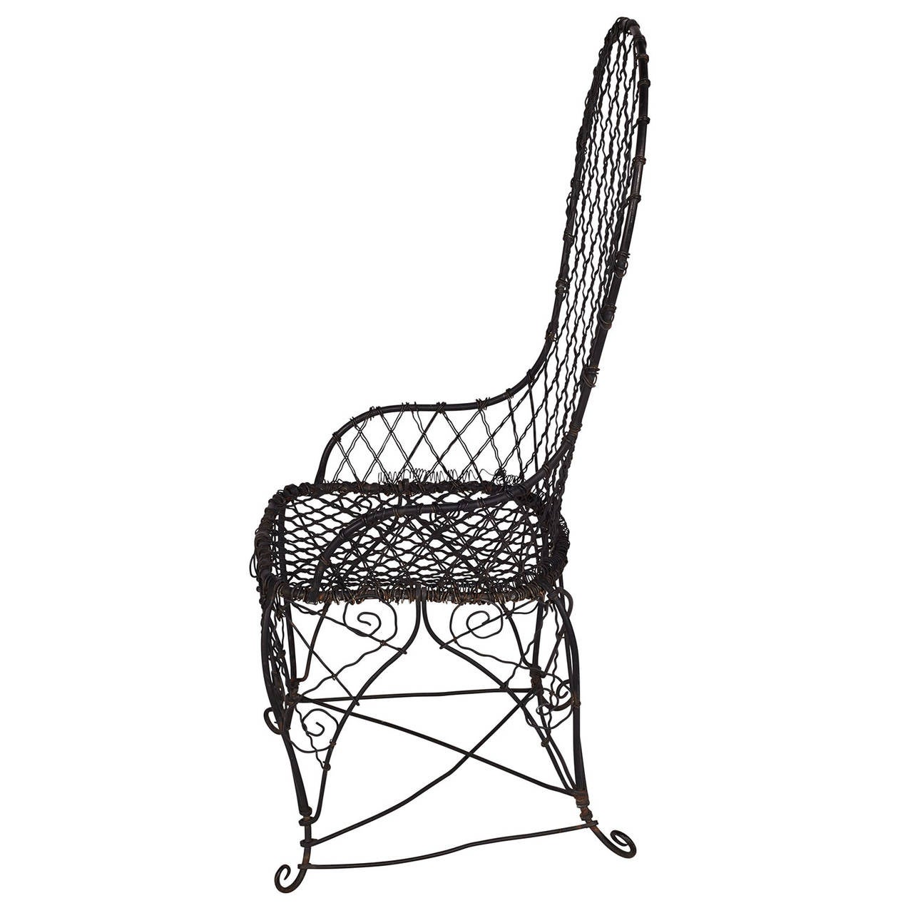 Antique Black Wire Chair For Sale at 1stDibs