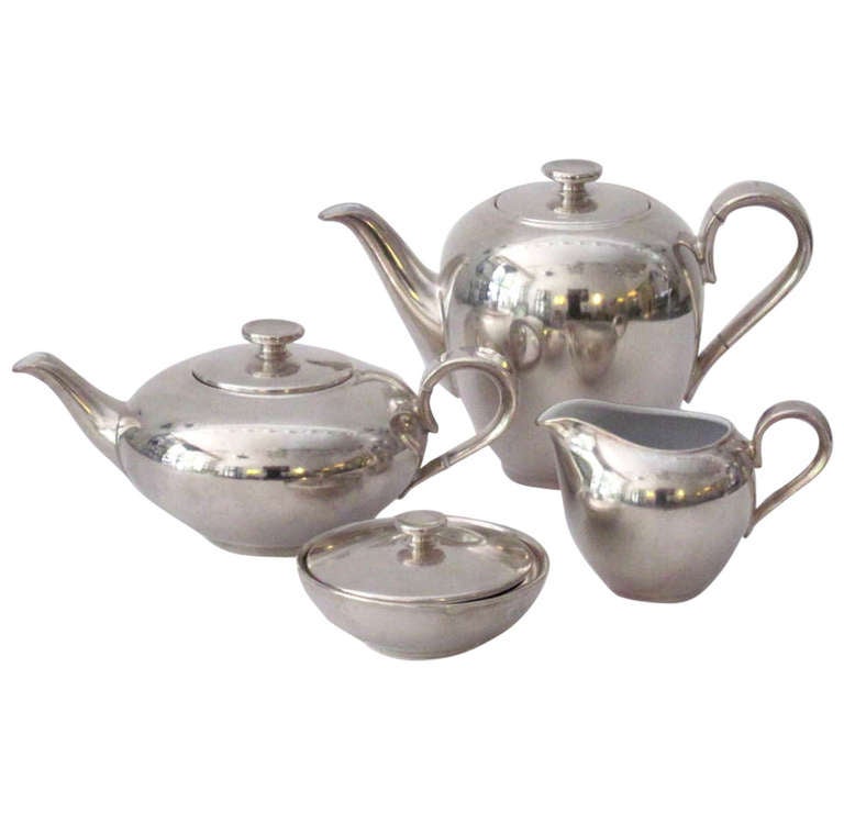 Silver Plated Porcelain Coffee Tea Set By WMF Germany at 1stDibs