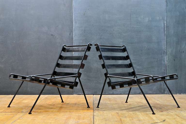 Unknown Craftsman One-Off Rod and Belt Steel Lounge Chairs at 1stDibs
