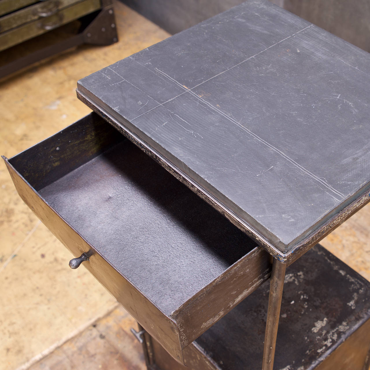 Industrial Industrial Steel Slate Bedside Table Cabinet Console ...