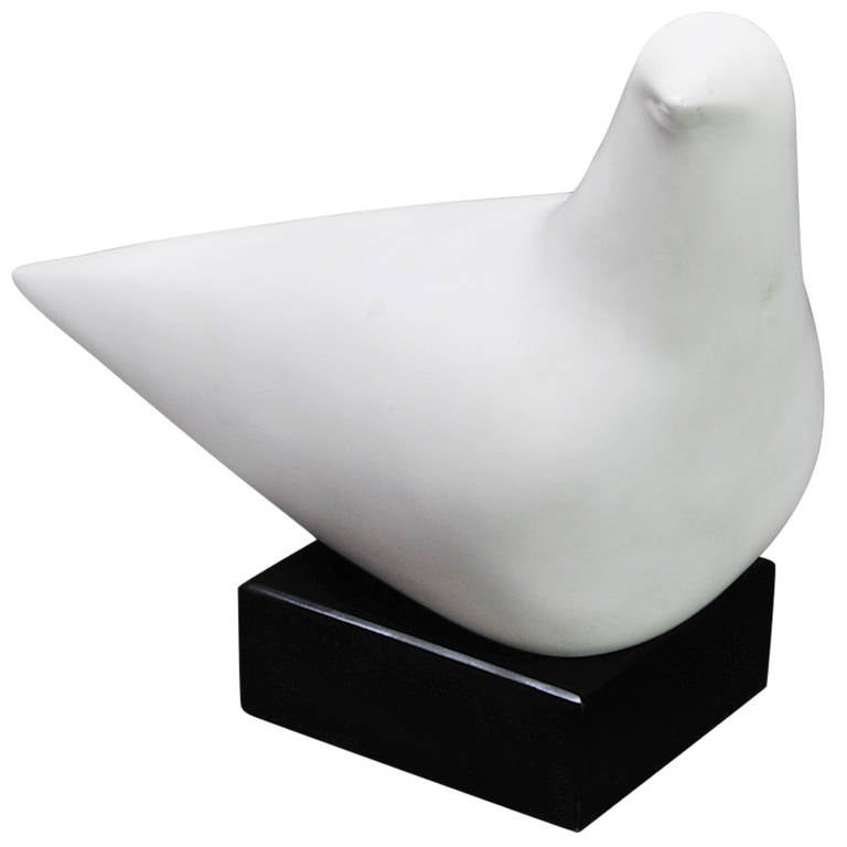 Modernist Abstract Bird Dove Form White Sculpture For Sale at 1stdibs