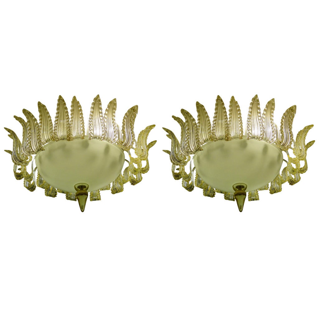 Superb Pair of Royal Ceiling Lights Attributed to Barovier and Toso at ...