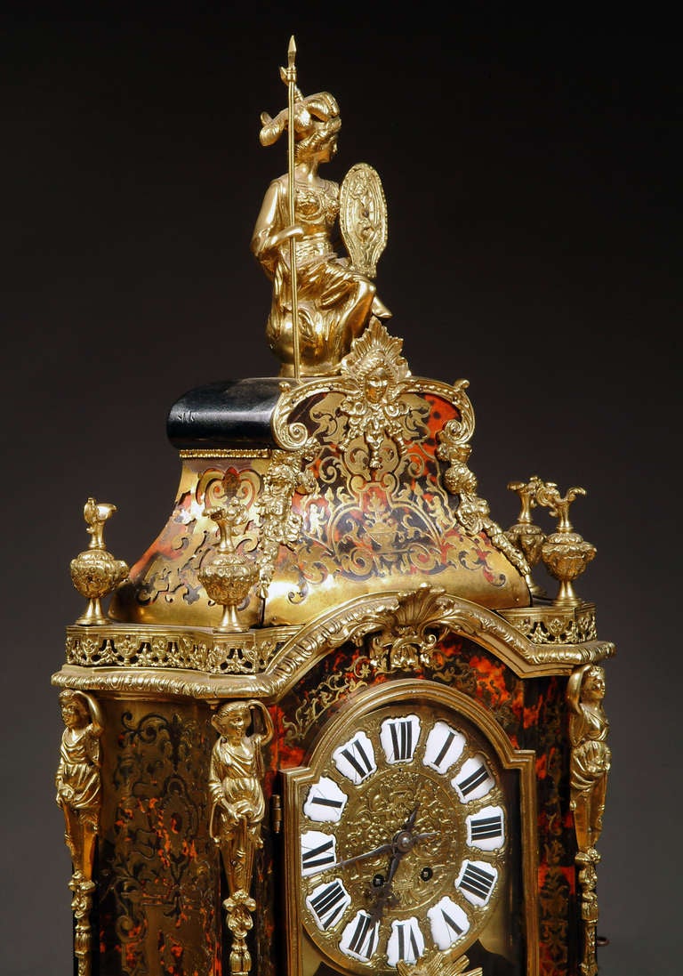 Large Gilt Bronze Mounted Boulle Style Marquetry Bracket Clock For Sale ...