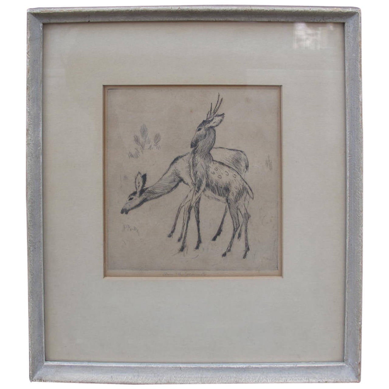 Anne Goldthwaite Deer Etching For Sale at 1stDibs