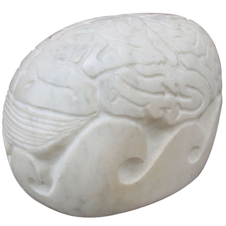 Handcarved Marble Human Brain Sculpture at 1stDibs