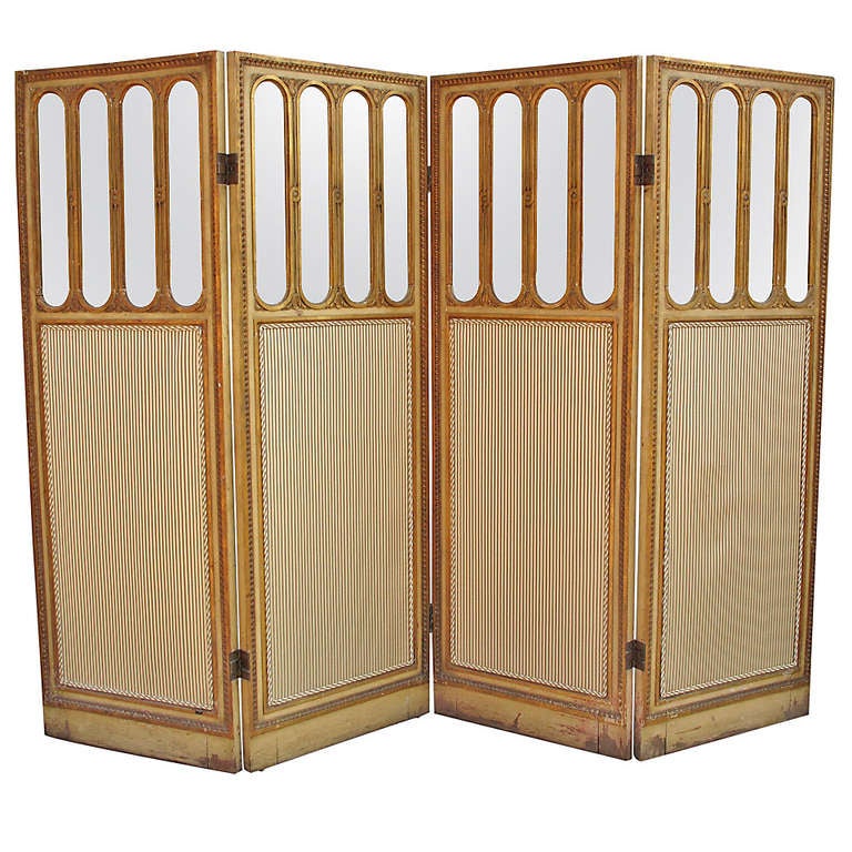 Four Panel Gilded Folding Screen at 1stDibs