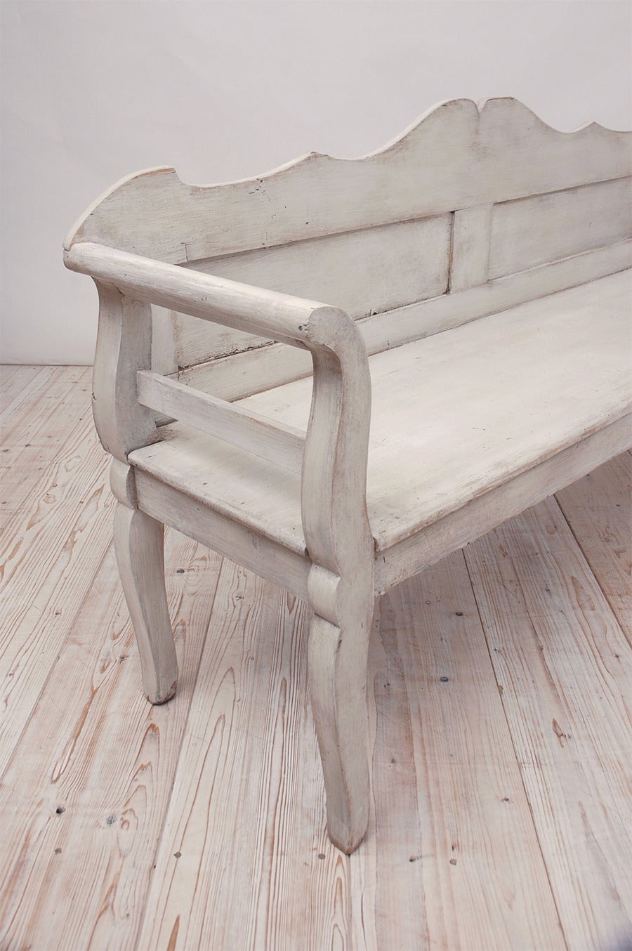 Austrian Bench with Gustavian White Grey Paint, circa 1840 at 1stDibs