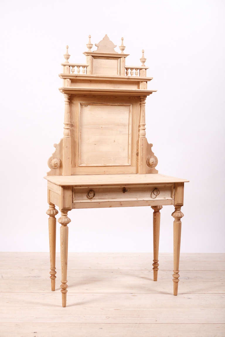 Swedish Dressing Table in Pine with Drawer and Original Back Board ...