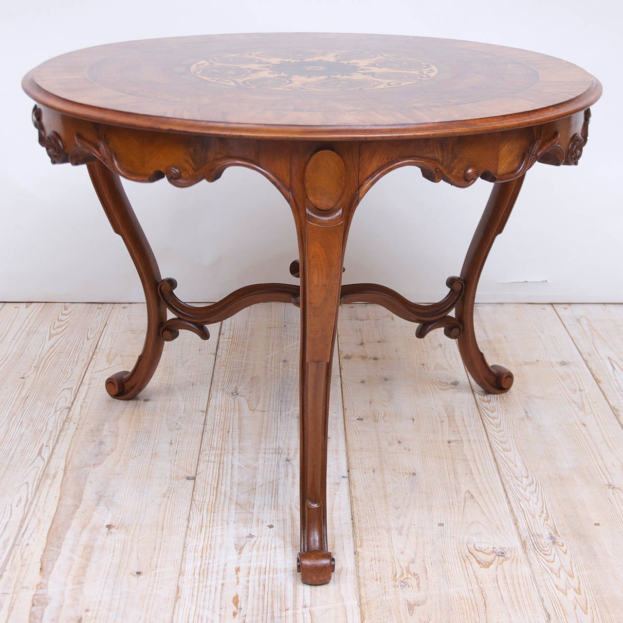 19th Century Italian Center Table with Mosaic Marquetry on Round Top at ...