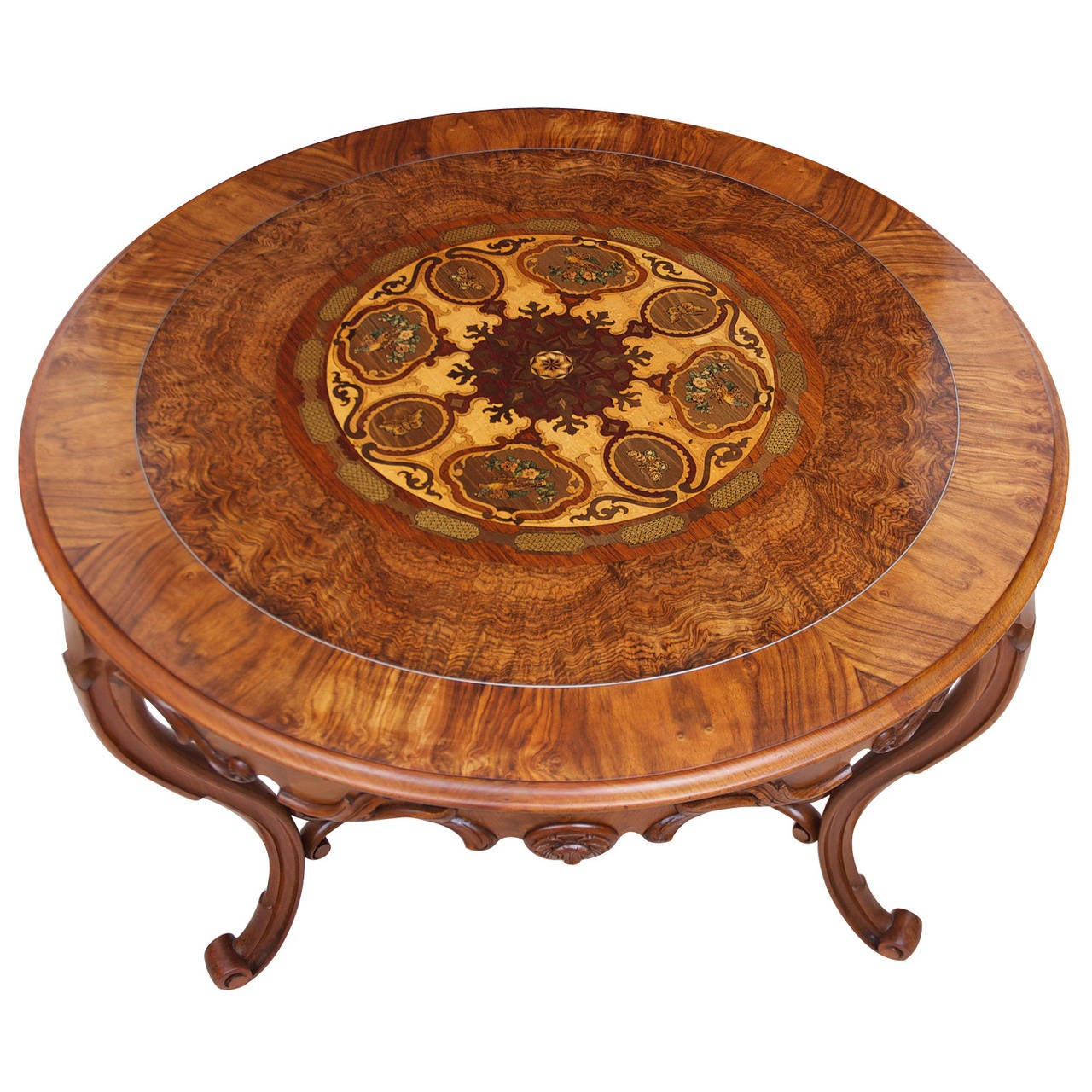 19th Century Italian Center Table with Mosaic Marquetry on Round Top at ...