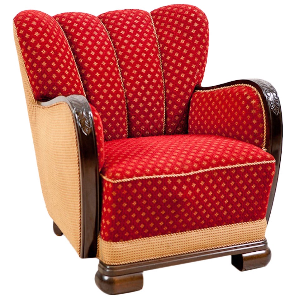 Art Deco Club Chair Frame in Mahogany, c. 1930 at 1stDibs