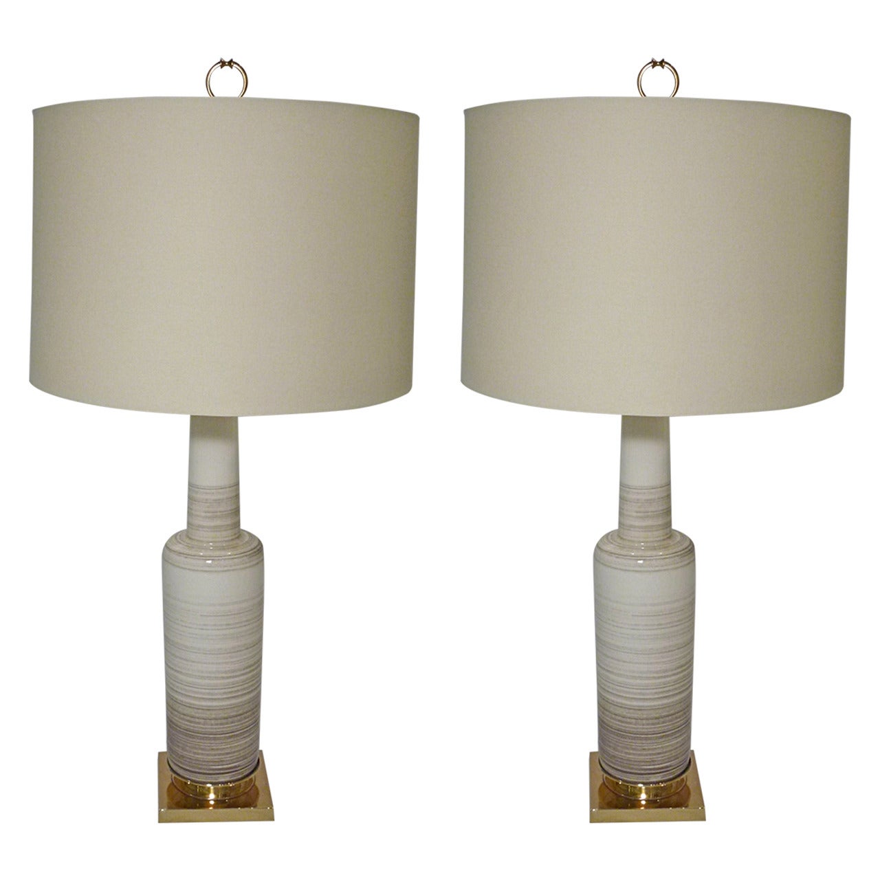 Pair of Stiffel Strie Porcelain Lamps For Sale at 1stDibs