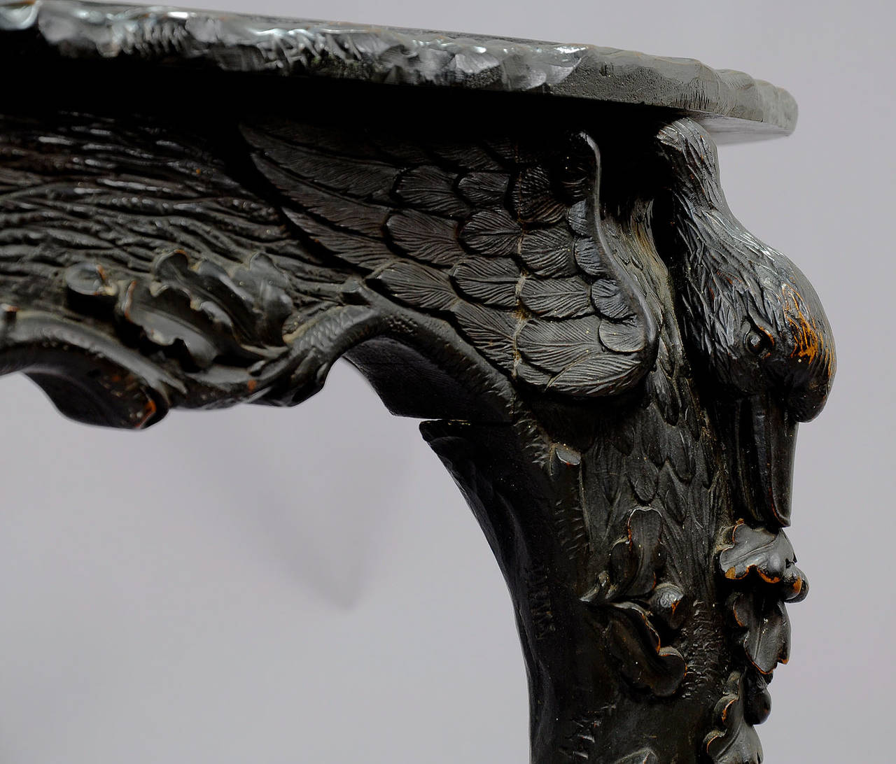 Black Forest Rustic Carved Table with Four Chairs at 1stDibs