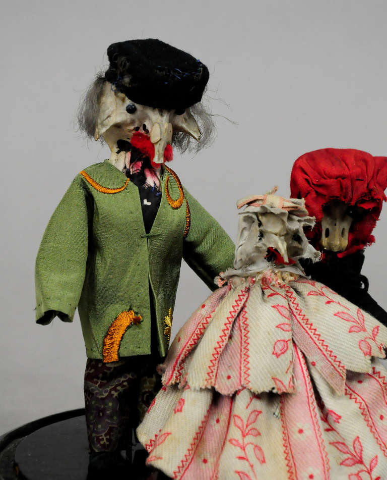 Gorgeous Wunderkammer Diorama of Family with Bone Faces at 1stDibs
