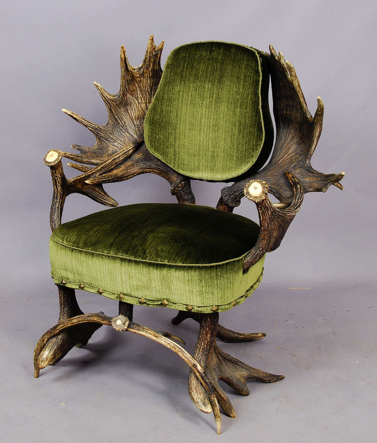 Grandiose Antique Moose Antler Chair, Austria, circa 1880 at 1stDibs