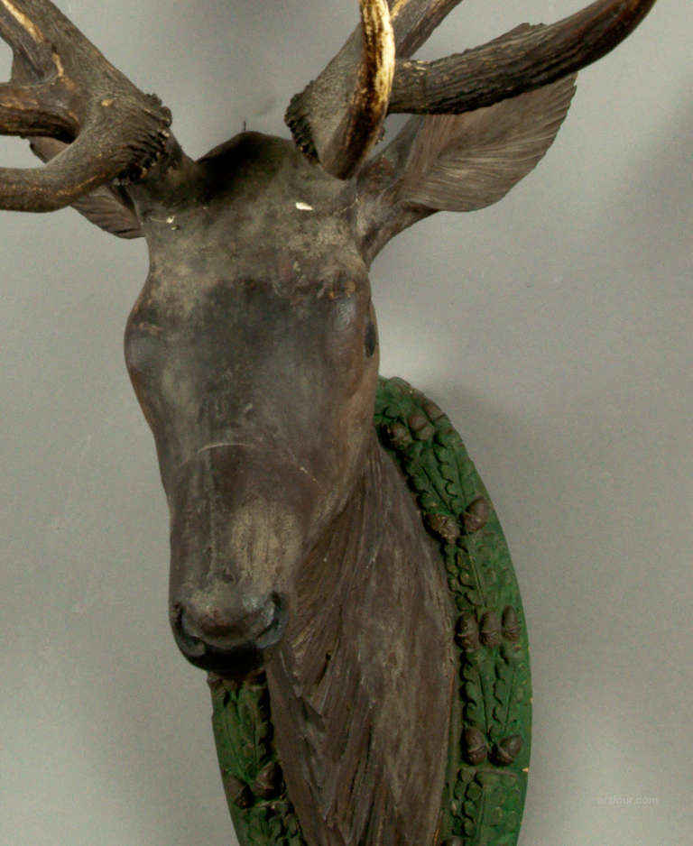Antique Black Forest, Carved Wood Stag Head at 1stDibs | antique deer ...